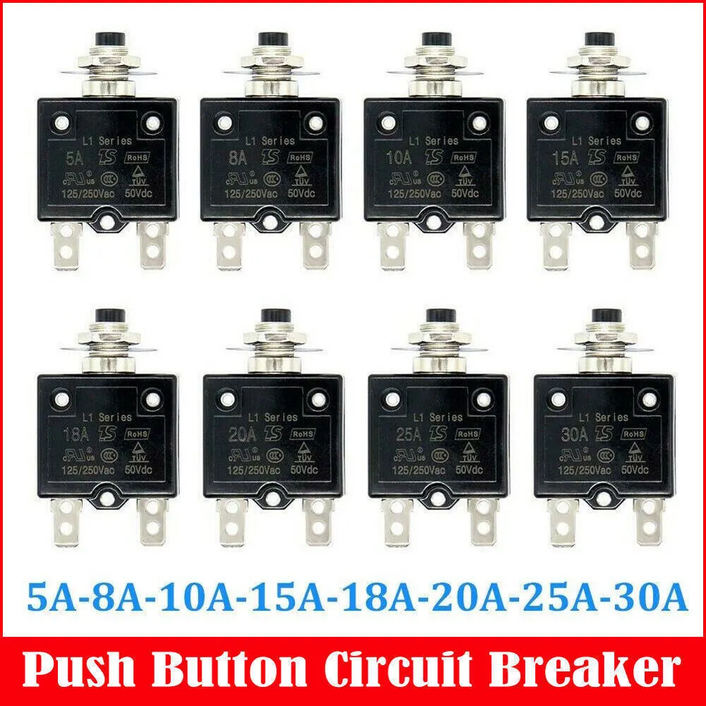 Circuit Breaker Overload Protector Switch Fuse 5A to 30A Single-Pole ...
