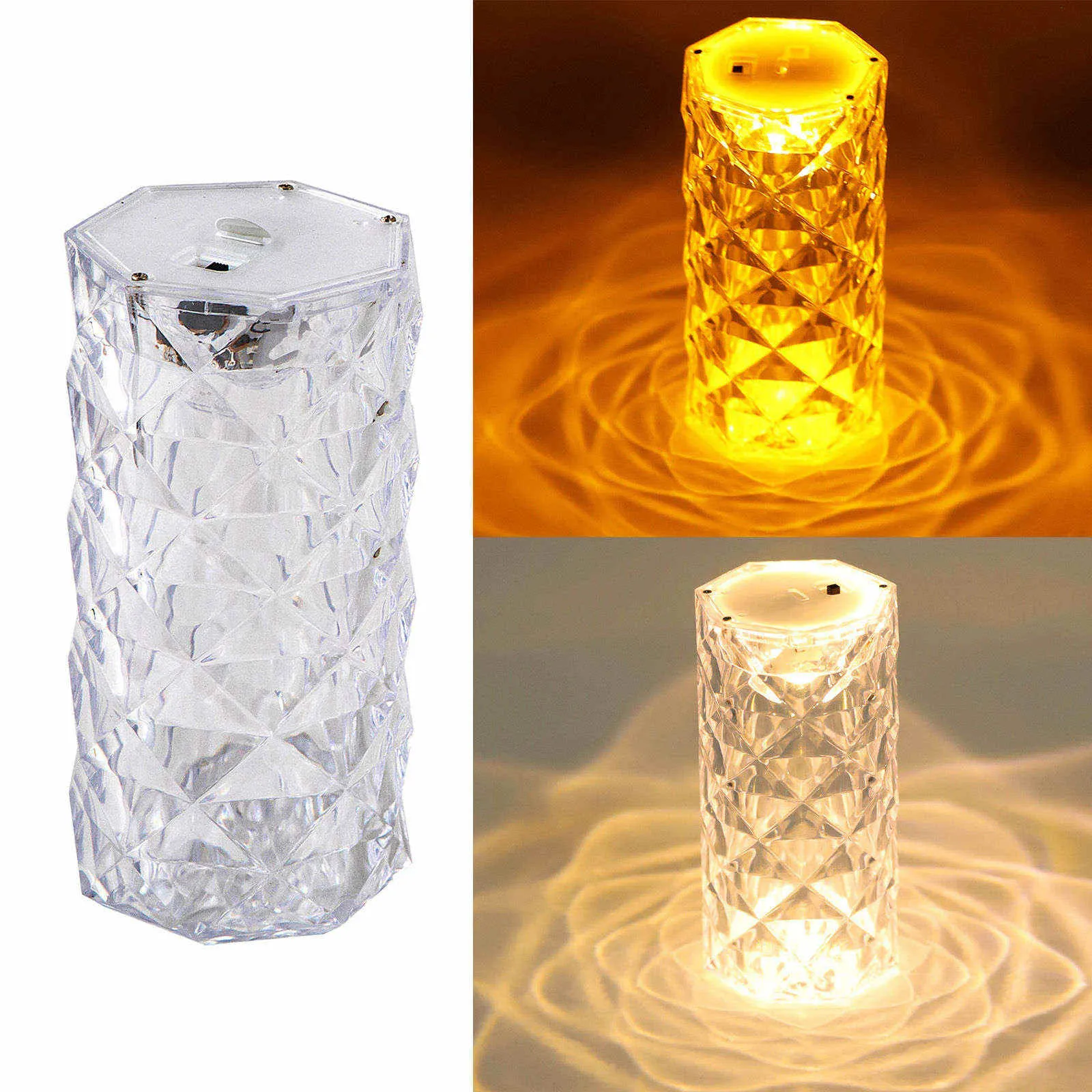 Crystal Table Lamp with Touch-Control LED Nightstand Lamp for Bedroom ...