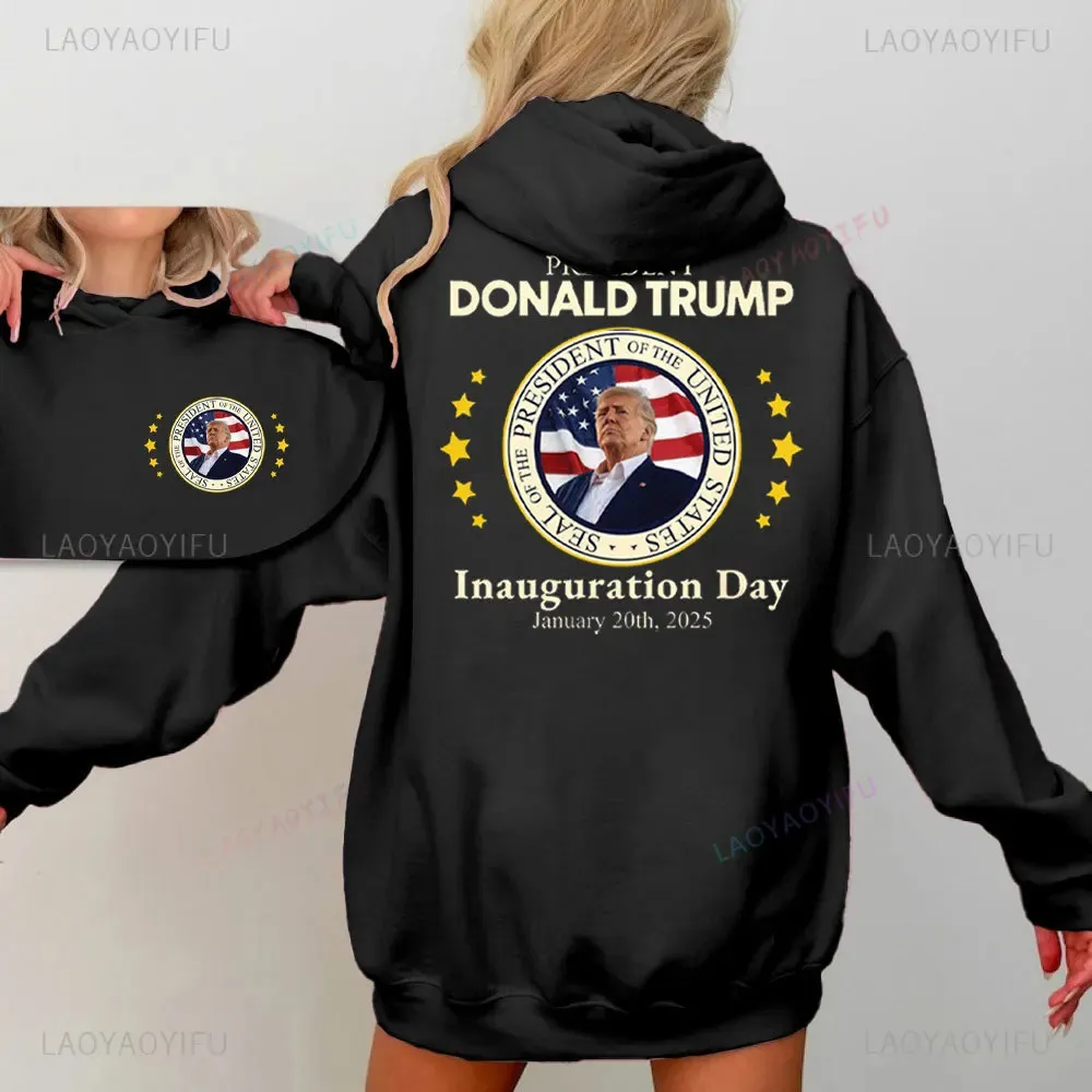 Women's Patterned American Hoodie MAGA Inspired, Warm Long Sleeved ...