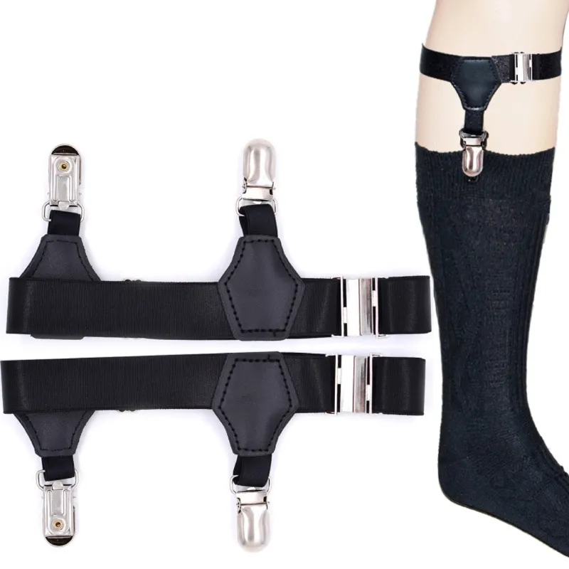 2-PackAdjustable Non-Slip Elastic Suspender Socks Garters with Metal ...