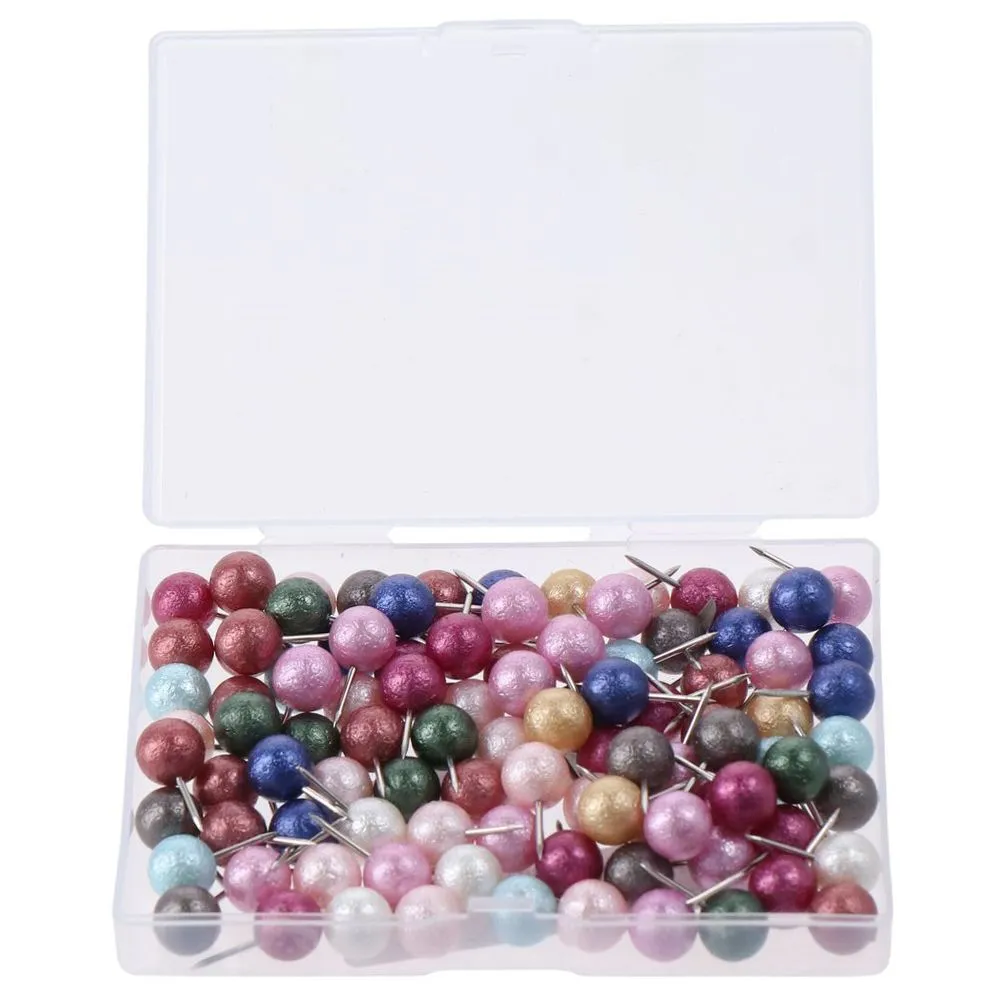 DHgate.com:100 Multicolor Pearl Head Decorative Plastic Push Pins for ...
