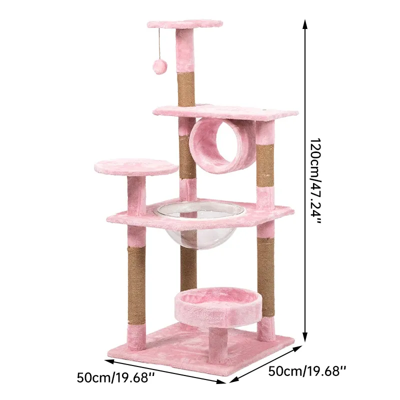 Luxury Plush Cat Tree Tower: 47-Inch Modern Climbing Condo with ...