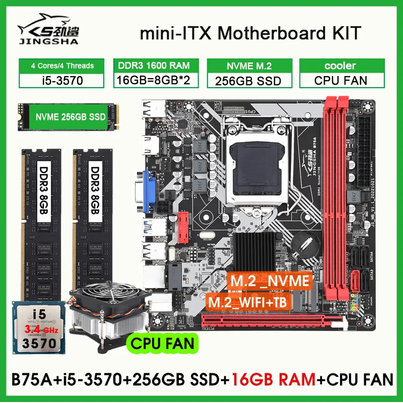 B75 Mini Itx Motherboard Lga 1155 Kit I5 3570 Processor 16GB DDR3 ...