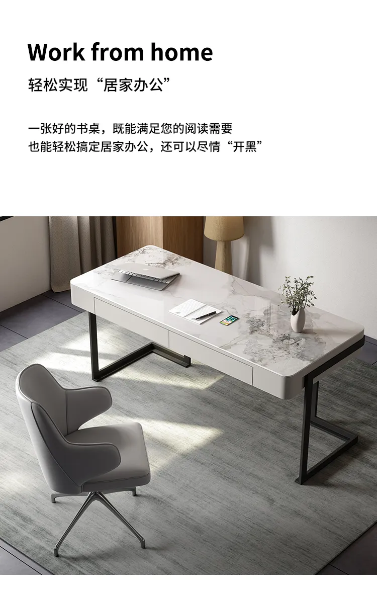 Italian Minimalist Stone Plate Desk, Luxury Computer Desk, Modern Home ...