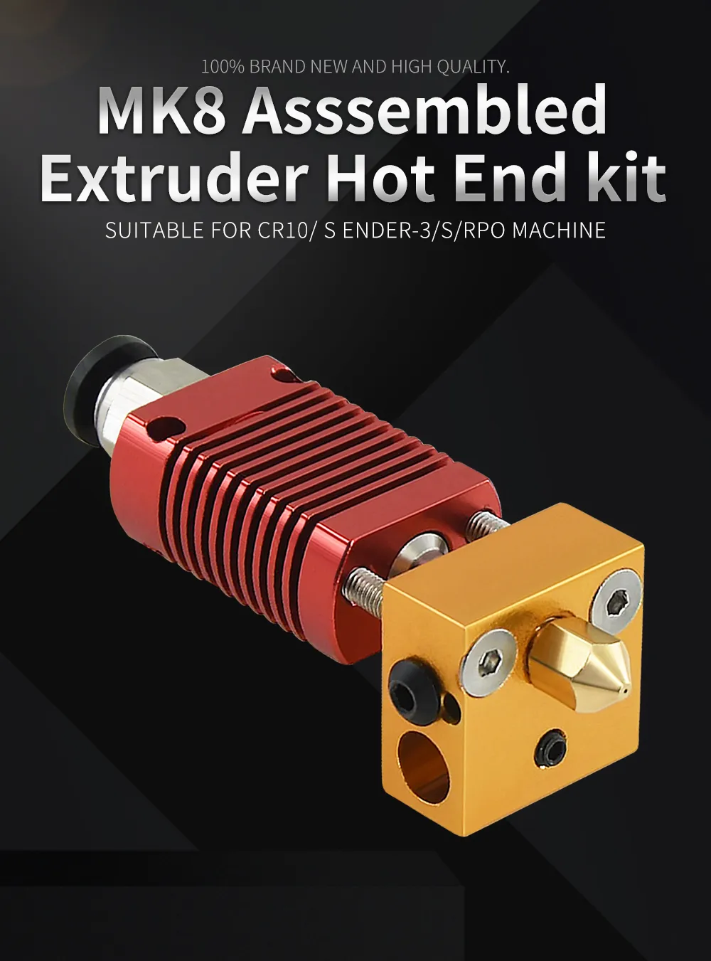MK8 Assembled Extruder Hot End Kit with 0.4 mm Nozzle and Aluminum ...