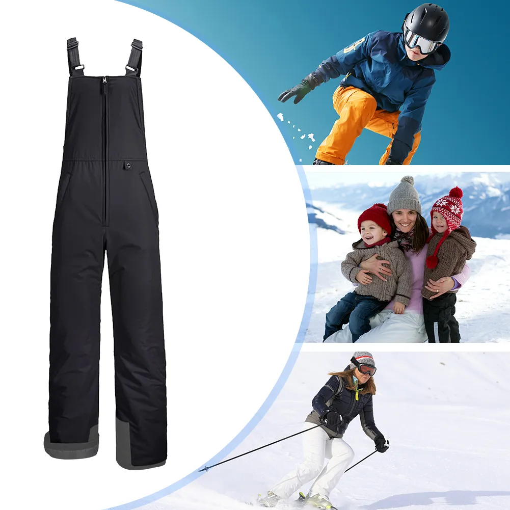 Waterproof Winter Ski Overalls for Women & Kids, Solid Color Straight ...