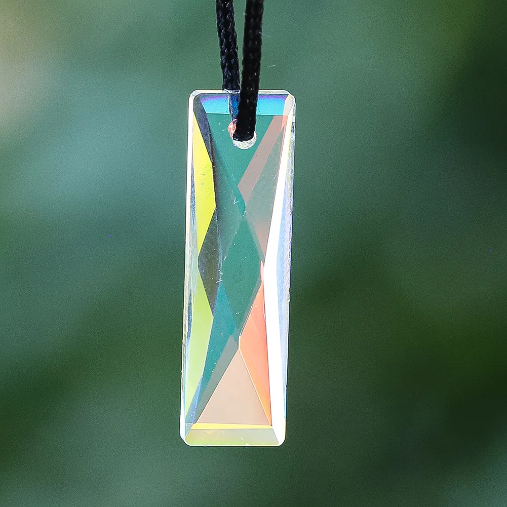 AB Color Geometry Rectangle Faceted Prism Glass Crystal Chandelier Lamp ...