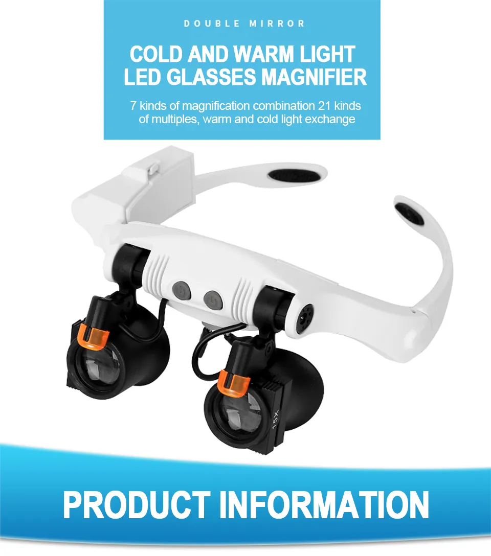 LED Lit Portable Eyeglass Microscope Loupes For Head Wearing 3X To 10X ...