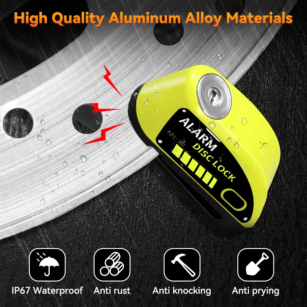 Gadpow Rechargeable Motorcycle Disc Lock With 130dB Anti Theft Alarm ...