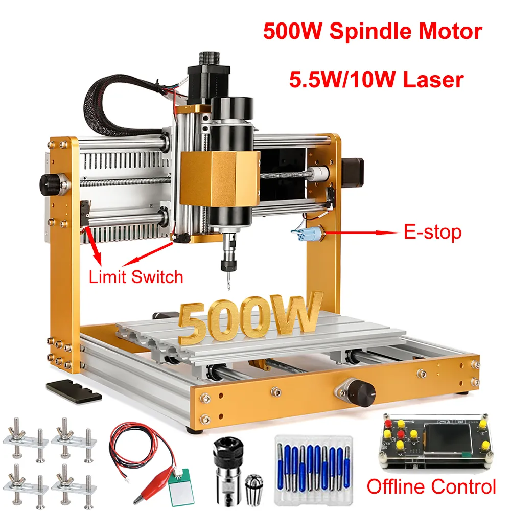 3 Axis CNC Router, Compact Desktop Milling Machine With Aluminum Frame ...