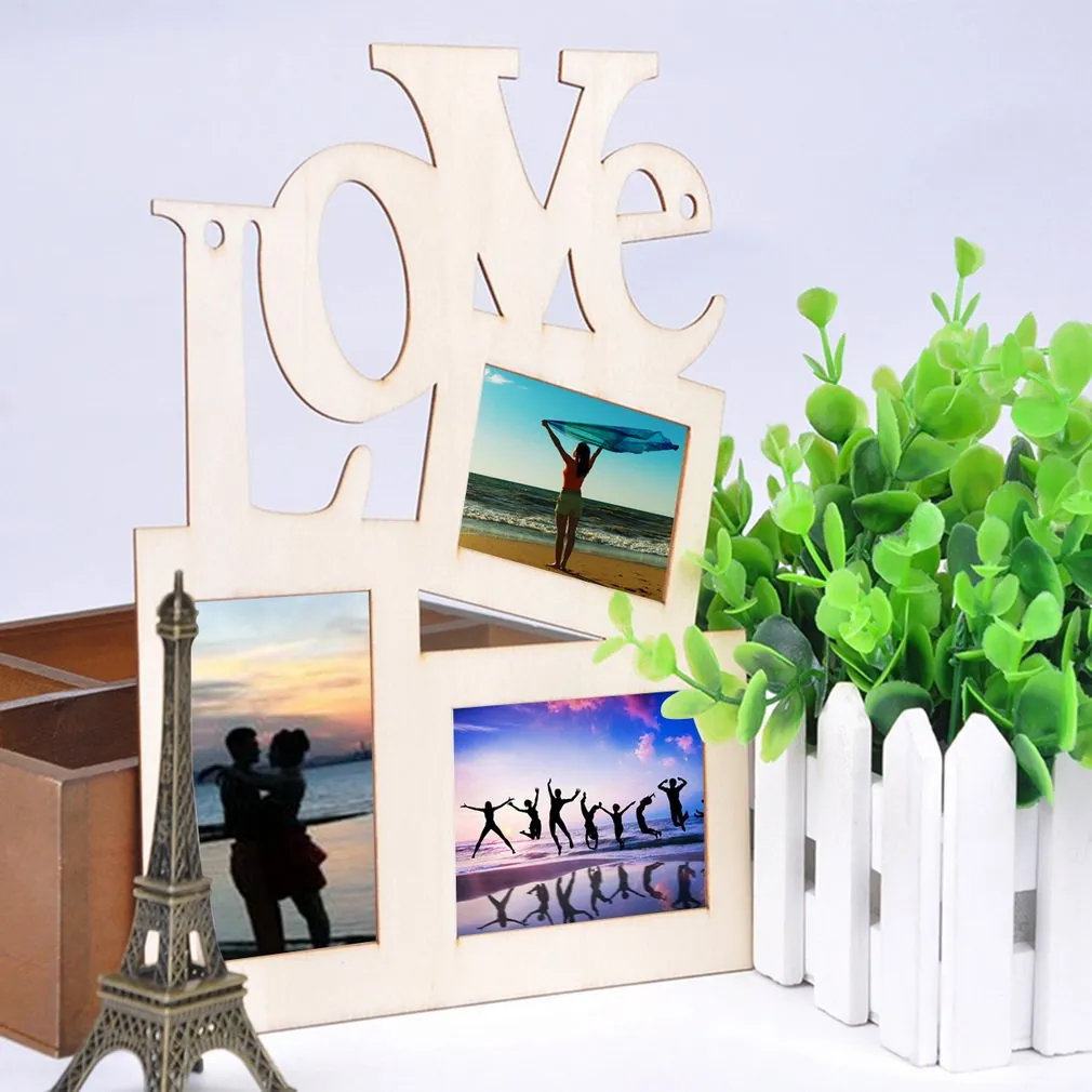Three Photo Frame Set Wooden Hollow Love Design 8x10 in Wall Picture ...