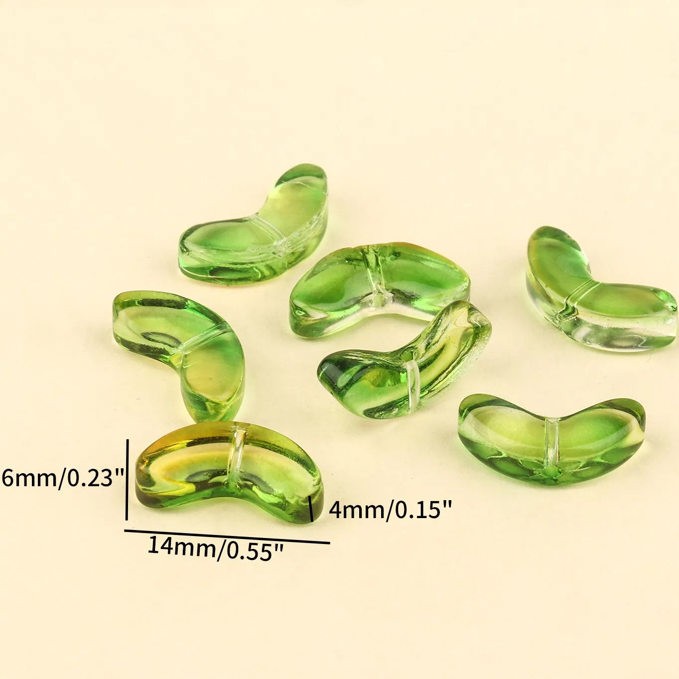 Handmade Tulip Strip Leaf Crystal gold necklace with Tulicolor Lampwork - 14x6mm Loose Spacer ...