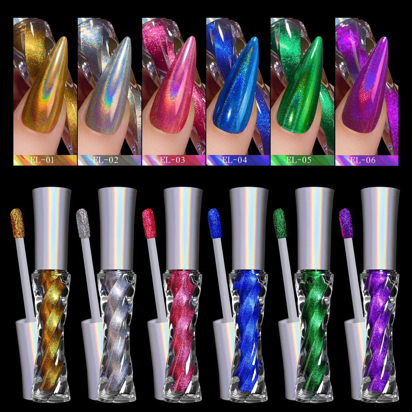 Laser Powder Chrome Nail Gel Glitter 2.6g Liquid Metallic Mirror Effect ...