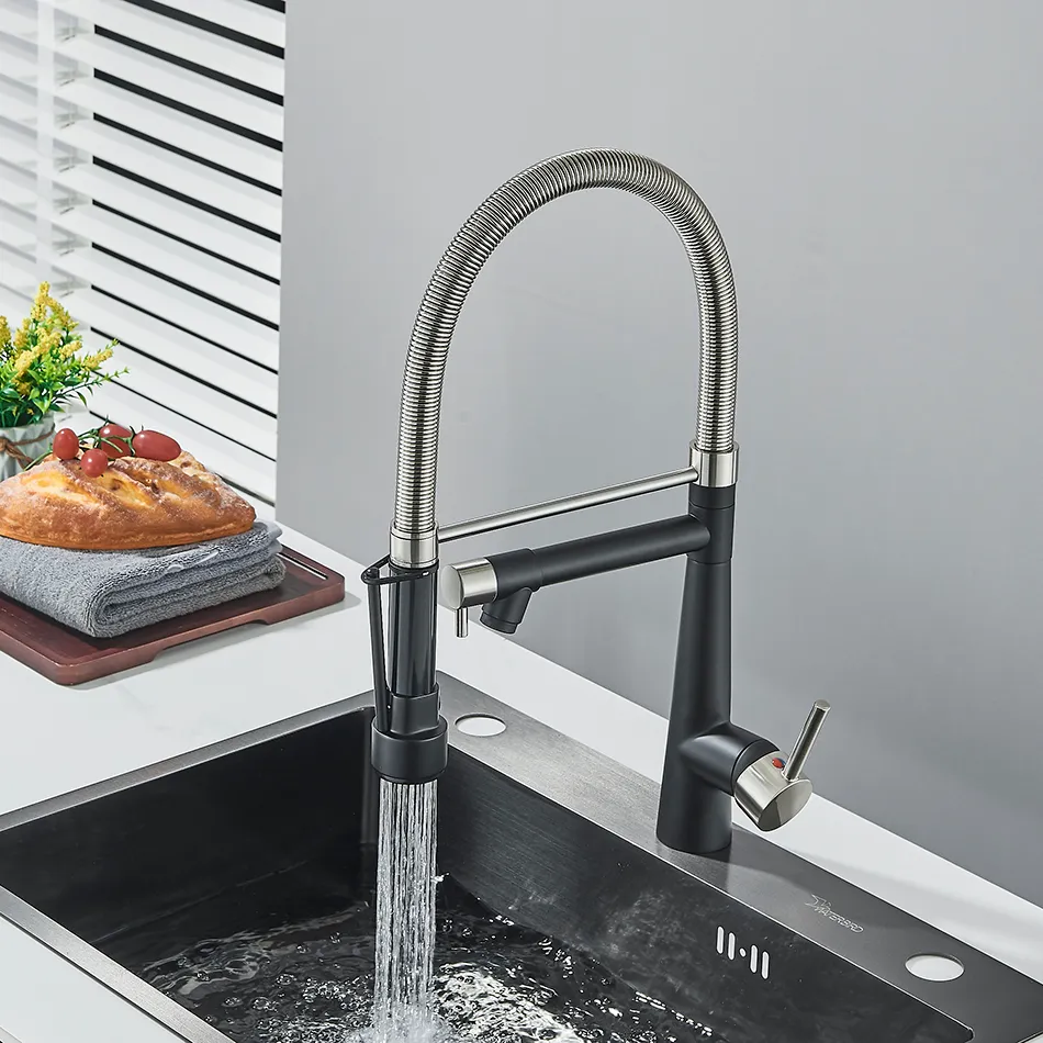 Polished Brass Kitchen Faucet with Dual Spout Sprayer for Vessel Sink ...