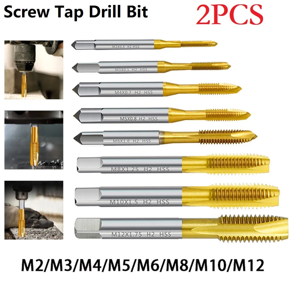 M2x0.4 to M12x1.75 Metric Straight Flute Screw Thread Tap Drill Bit Set ...