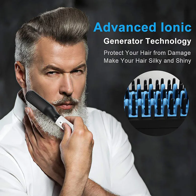 Electric Beard Straightening Comb 2-in-1 Hair Brush for Men with ...