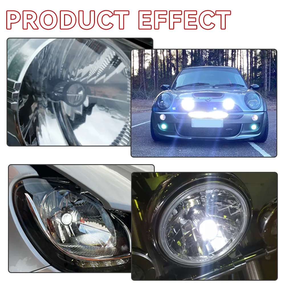 Y6 Car LED Headlight Projector H4 Lens Mini Bulbs Bi-LED Spotlight Auto ...