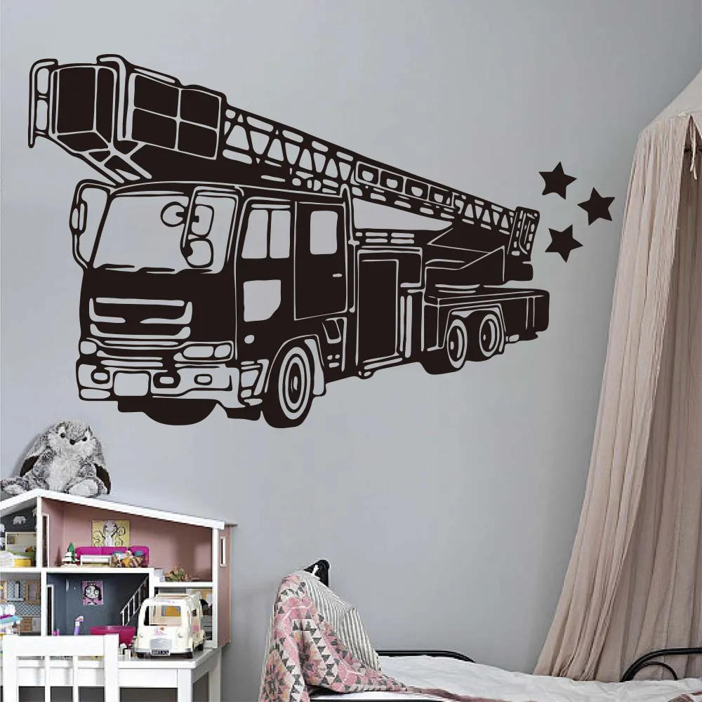 Fire Truck Firefighter wall sticker wall sticker for Playroom, Bedroom ...