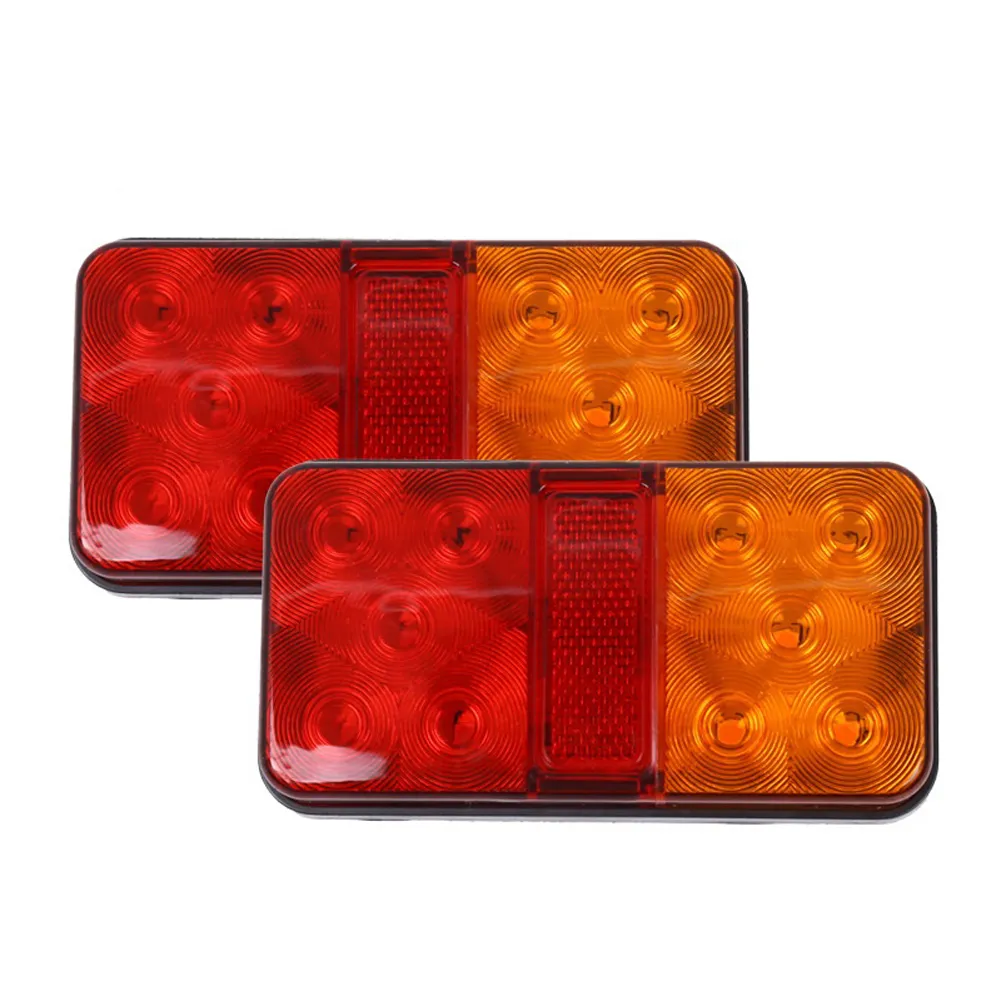 2 Pack Red LED Truck Trailer Tail Light w/ Reflectors - 12V/24V Stop ...