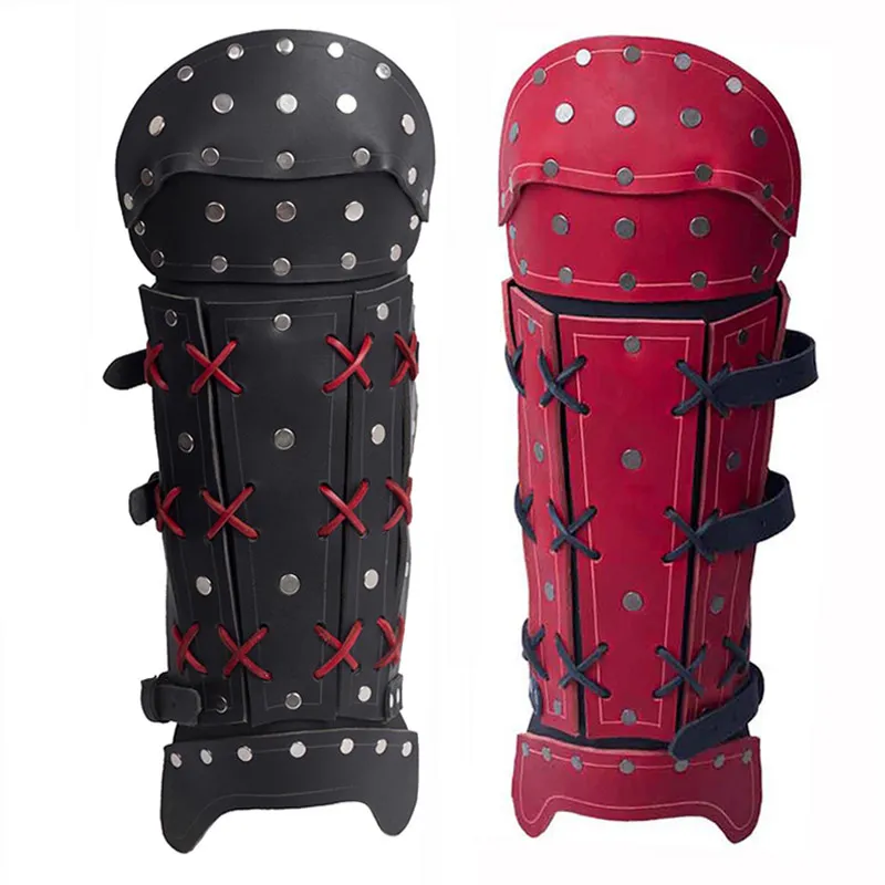Medieval PU Leather Leg Armor Greaves with Steampunk Design: Perfect ...