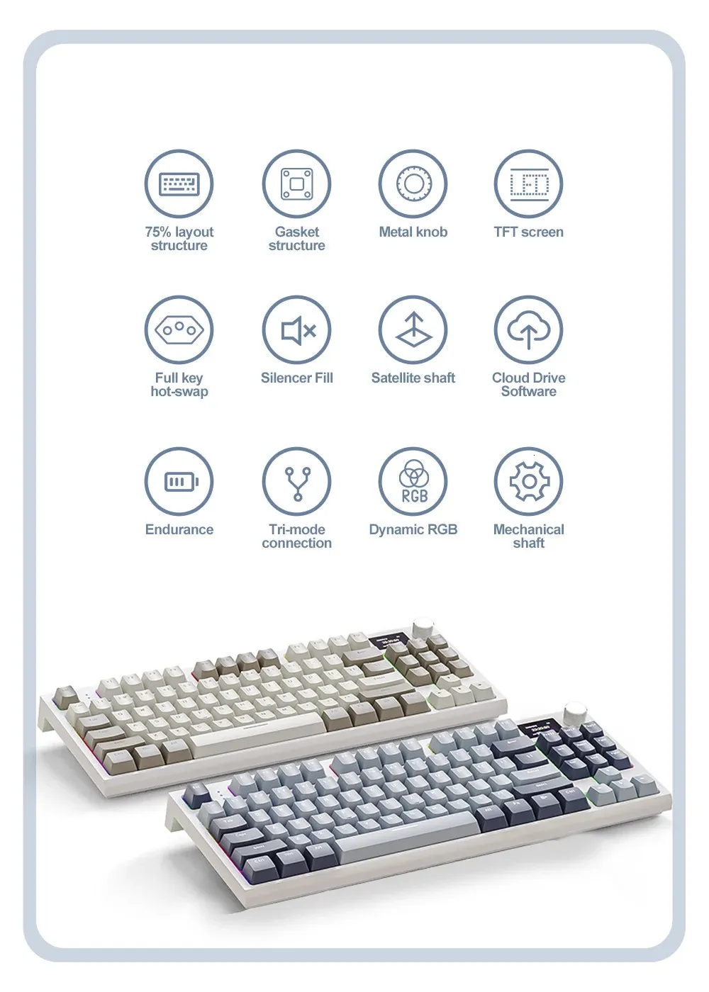 K86 Wireless Swappable gaming keyboard with Bluetooth/2.4G, Display ...