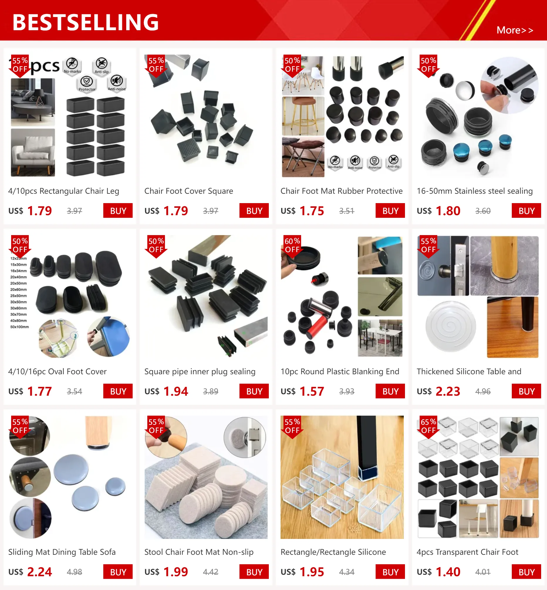 4-Pack Self-Adhesive Chair Leg Protectors - Premium Felt Furniture ...