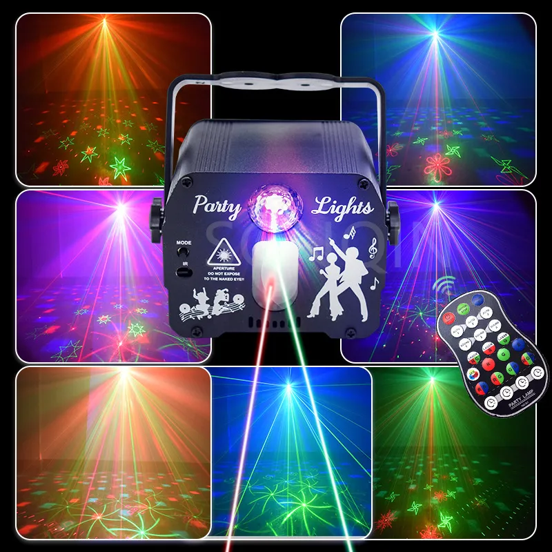 Disco Party Lighting RGB Projector - Sound Activated Stage Light with ...
