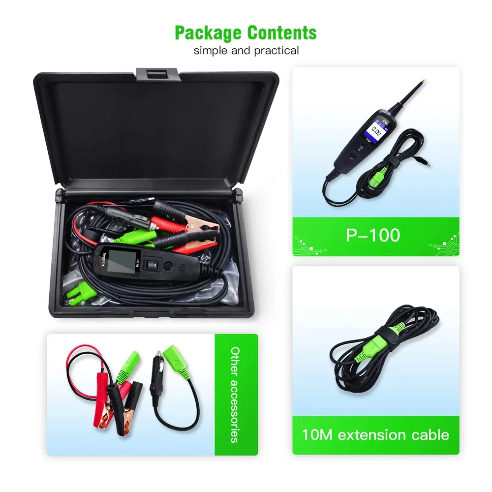JDiag P100 Circuit Tester OBD Power Scan Probe Kit 12V 24V Voltage ...