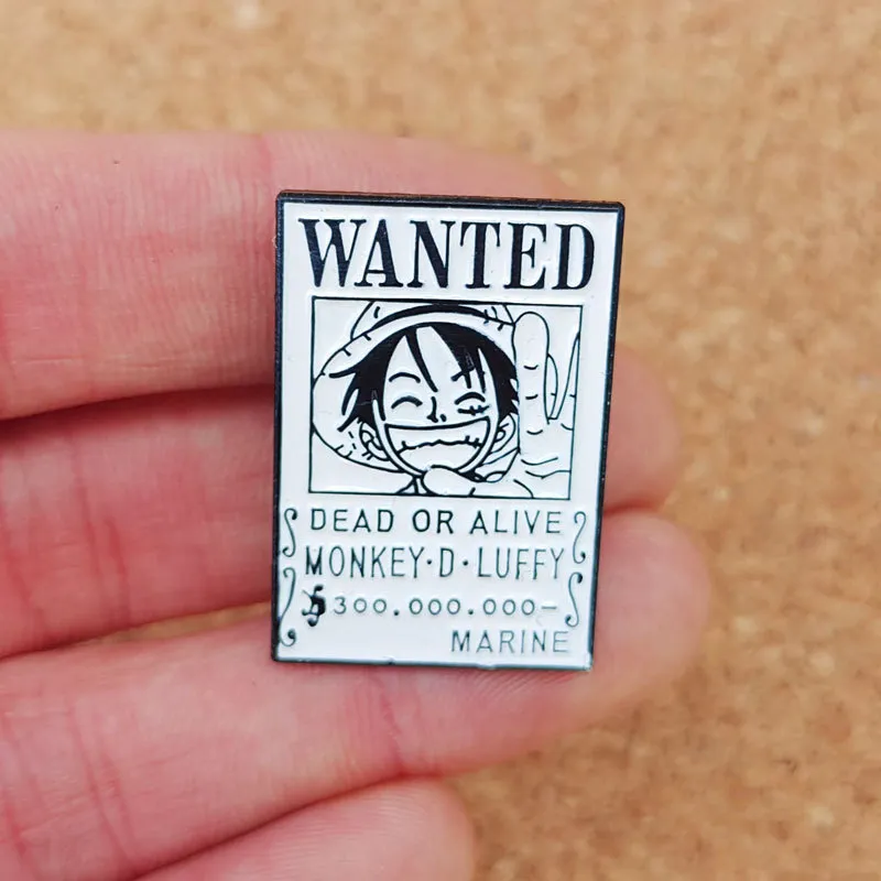 Anime Pins: One Piece Monkey D. Luffy Wanted Enamel Pins Backpack, Hat ...