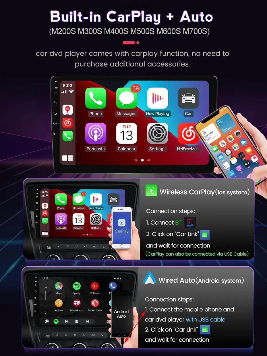 2DIN Android 13 Car Radio with CarPlay & GPS for Toyota Corolla E120 ...