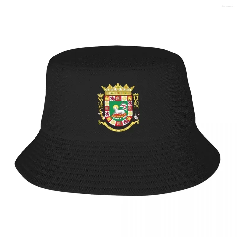 Berets Puerto Rico Coat Of Arms Bucket Hats Panama For Man Woman Bob