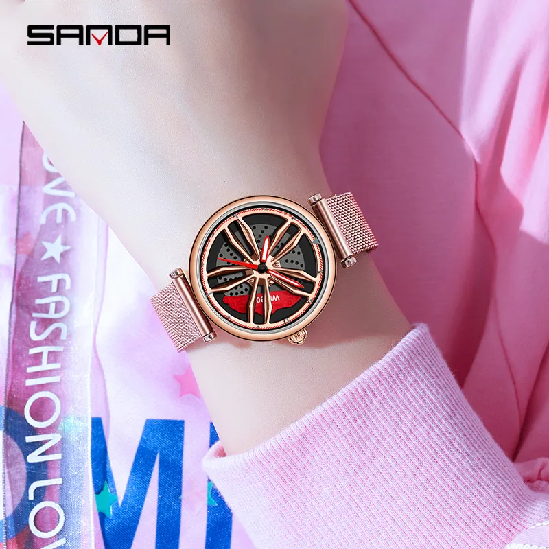 SANDA Couple Watches, Premium Quartz Wristwatches, Waterproof Steel ...