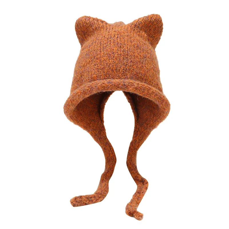Cozy Knitted Cat Ear Beanie Hat: Unisex Acrylic & Wool Blend Winter ...