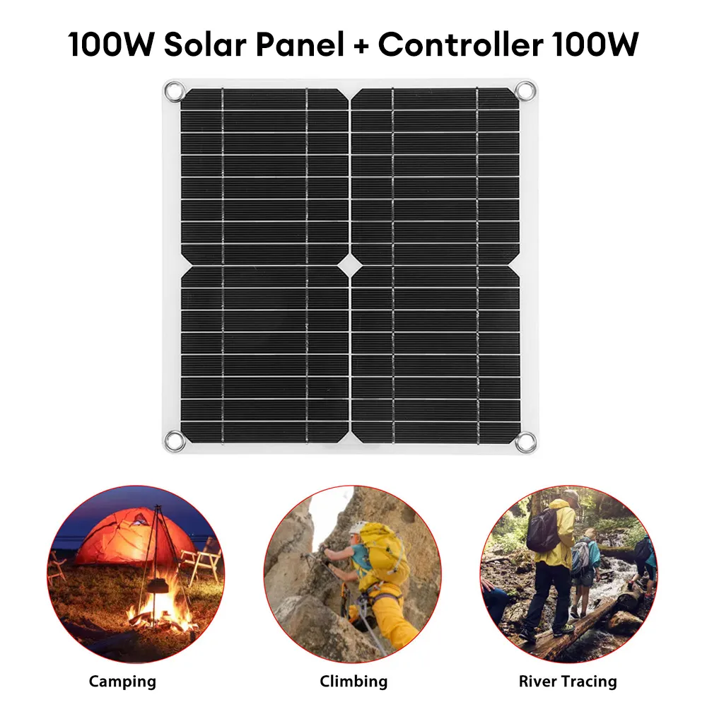 Complete 12V 200W Solar Panel Kit with Dual USB 100A Controller Battery ...