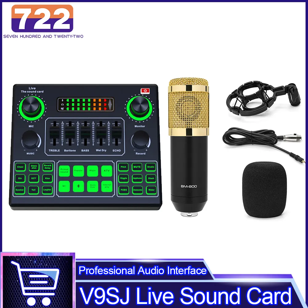 V9SJ Audio Mixer Microphone Sound Card for Live Voice Webcasts ...