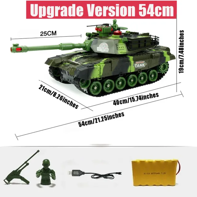 RC Leopard Tank - 54cm Large Military Battle Tank, Electric Track Toy ...