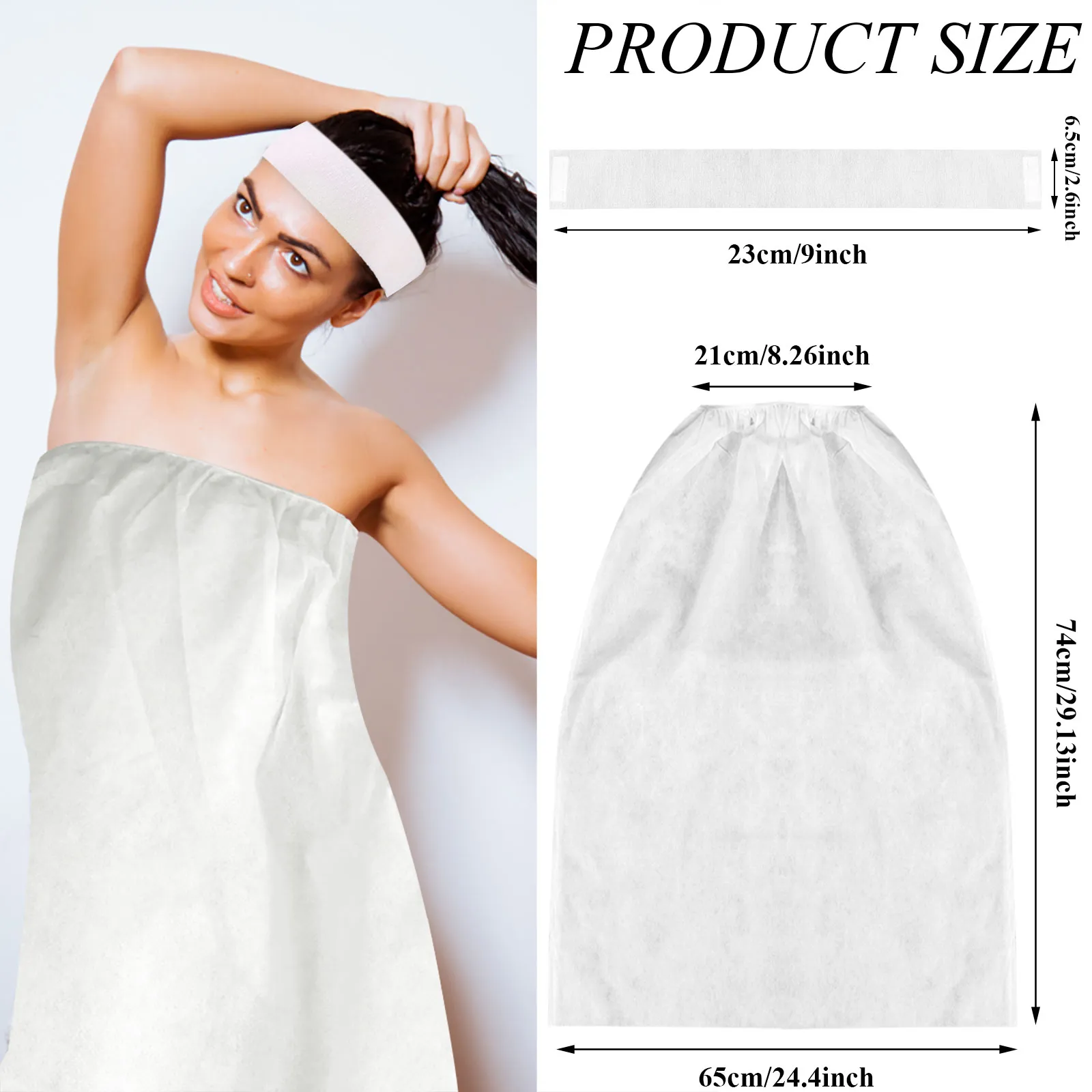 Chic 20-Piece Spa Wrap Set: 10 Disposable Bathrobes + 10 Elastic Hair ...