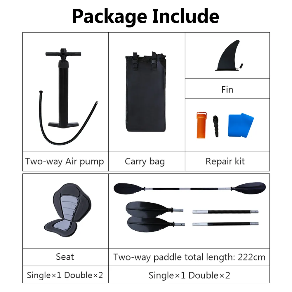 KOETSU 1-2 Person Rubber Inflatable Kayak with Air Deck Floor and V ...