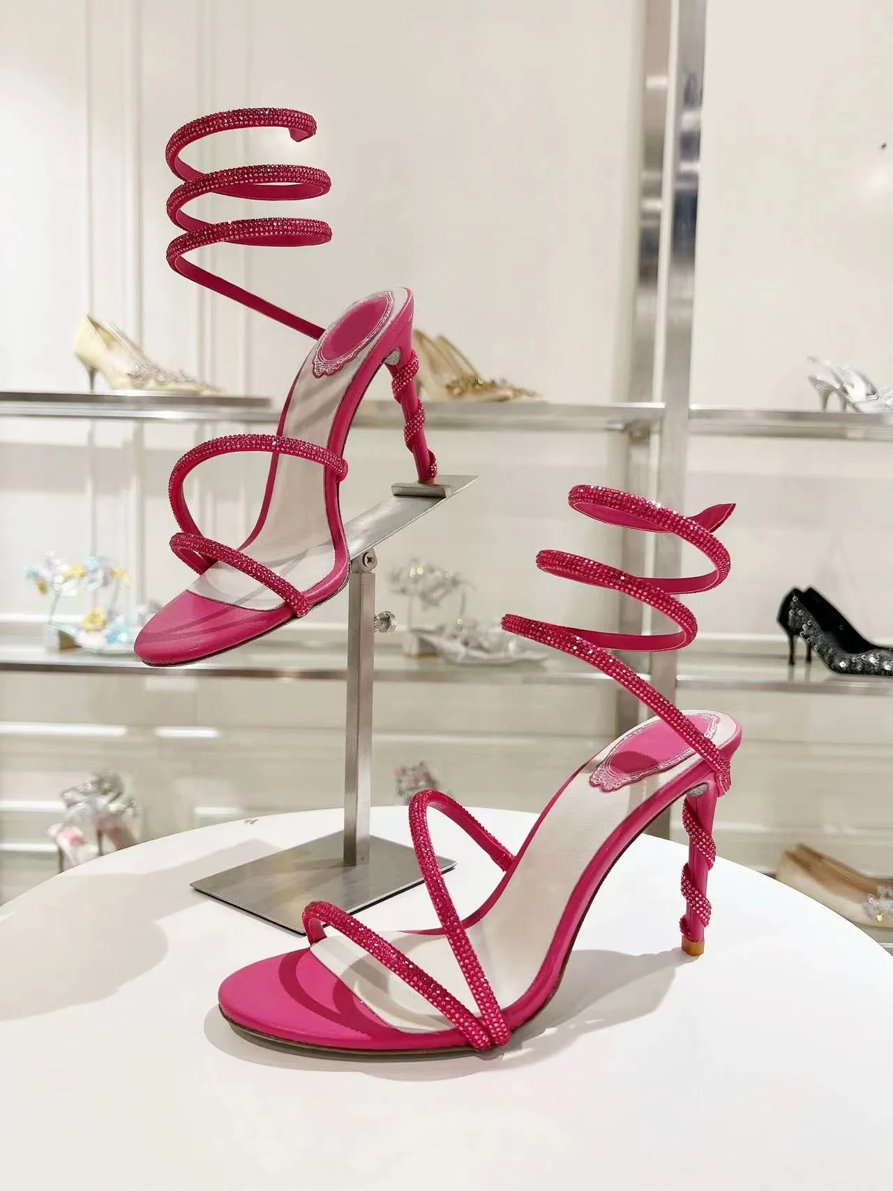 Designer's Latest Snake Shaped Entangled Rhinestone High Heels, Women's ...