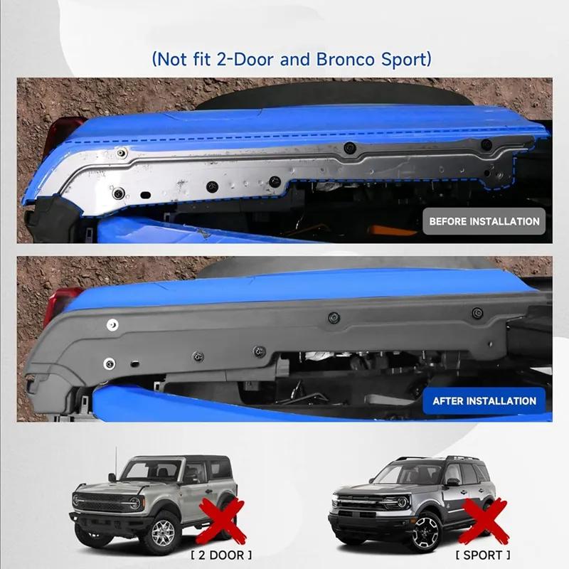 For Ford Bronco 2021 2022 2023 2024 4 Door Car Rear Body Tub Rail ...