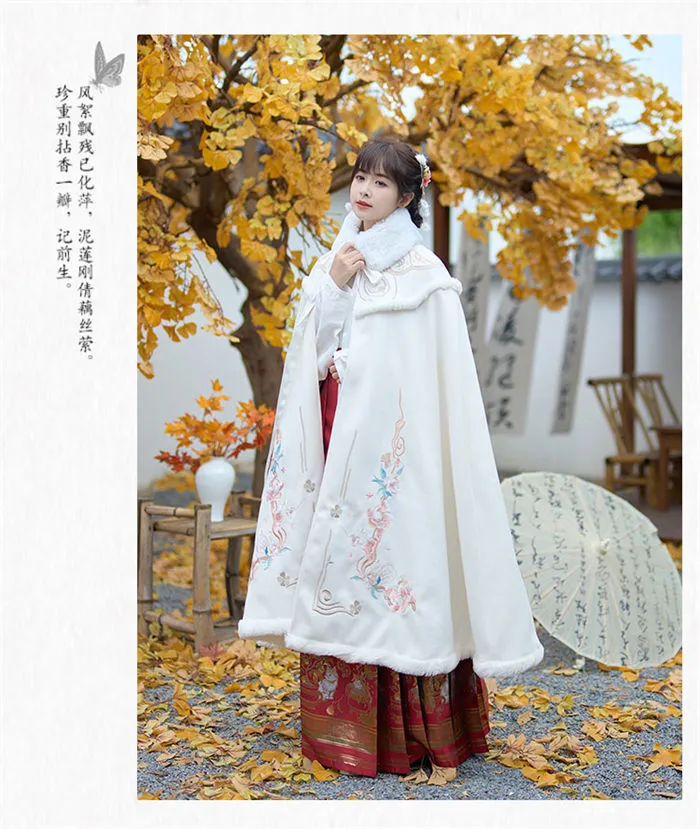 Hanfu Cloak For Women Winter Oversized Loose Vintage Embroidery ...