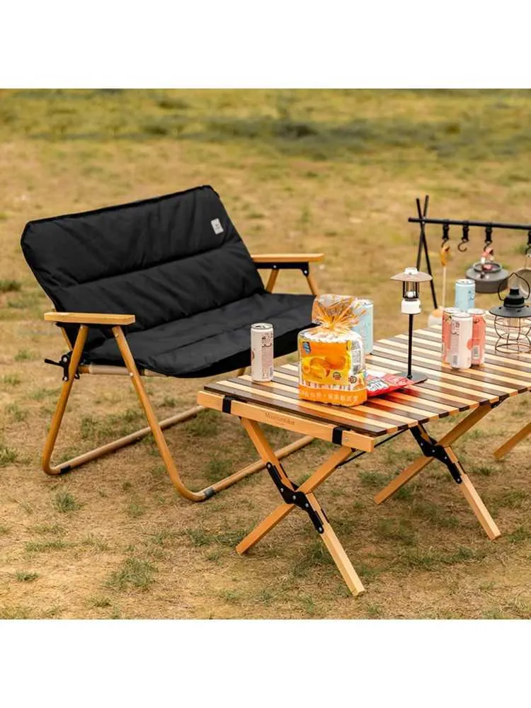 Double Layer Camping Love Seat - Outdoor Lounge Chair with Fastening ...