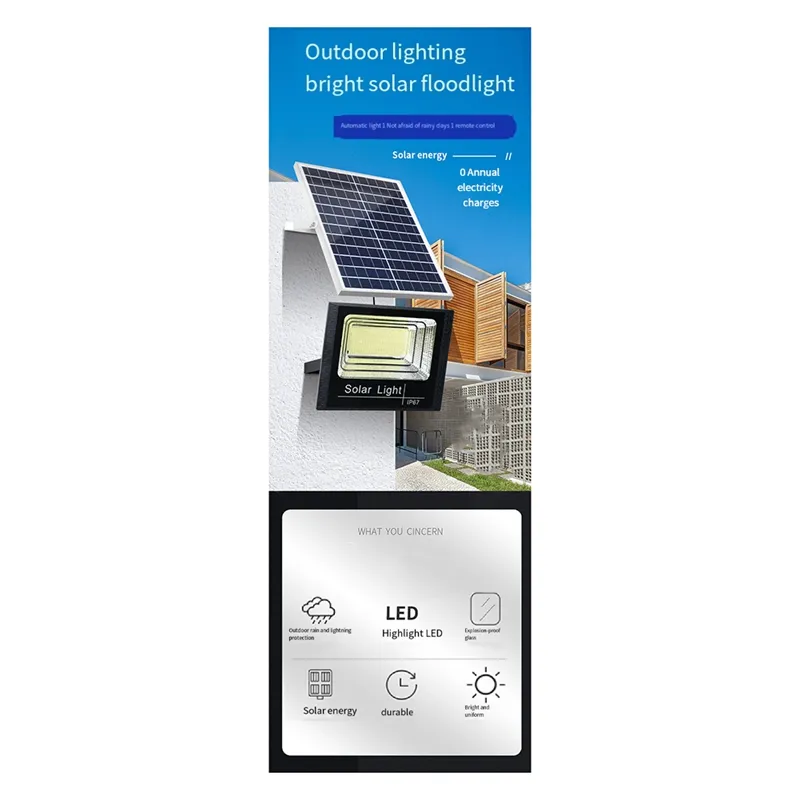 Remote Control Solar Powered Flood Lights - 100W Outdoor Waterproof ...