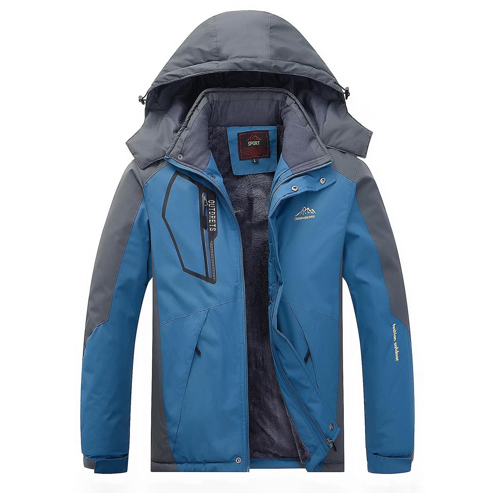 Winter Thicken Waterproof Windproof Fleece Jackets for Men Hiking ...