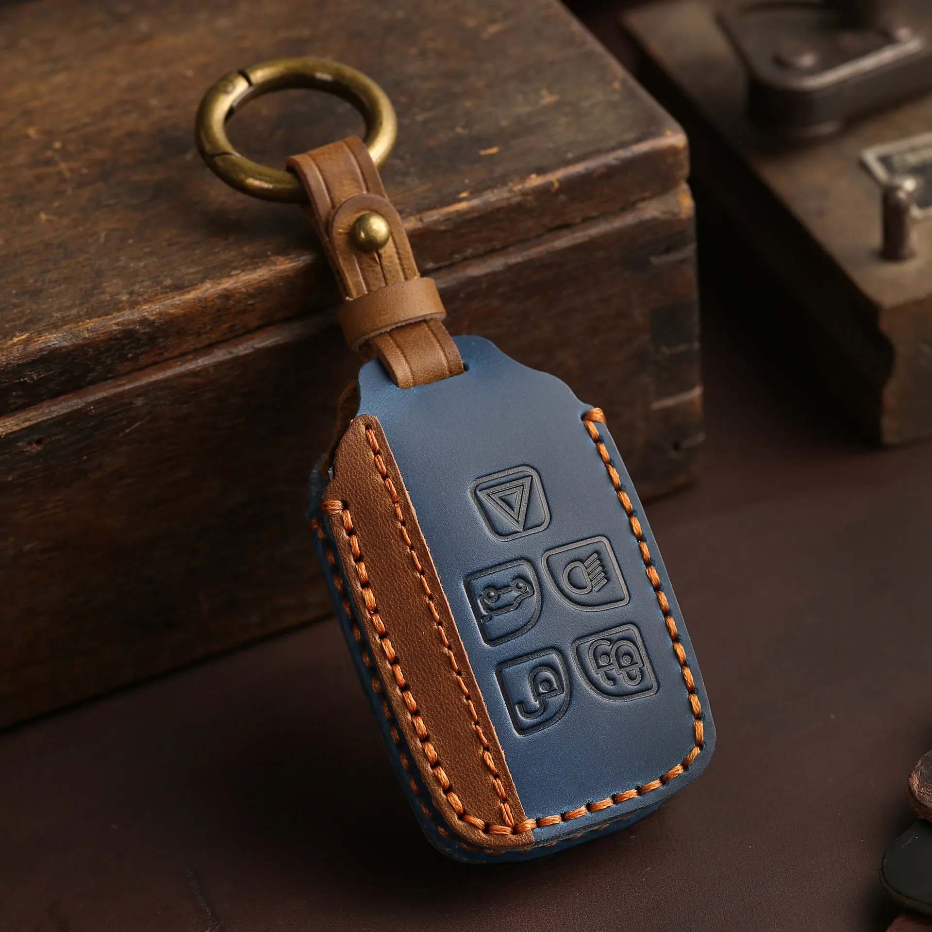 Crazy Horse Leather Car Key Cover Case for Land Rover Range Rover Sport ...