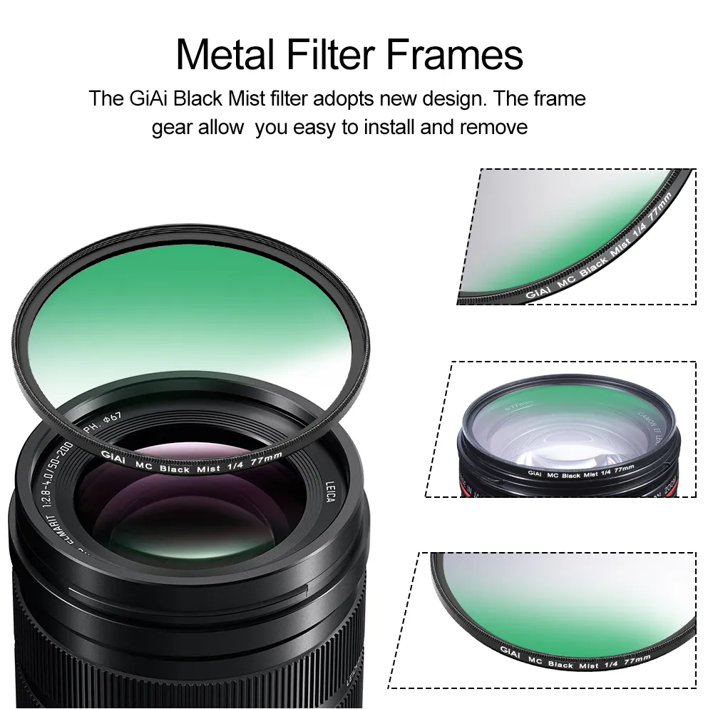 DHgate.com:GiAi Black Pro Mist Filter MC Slim 1/8 1/4 1/2 1 82mm 77mm ...