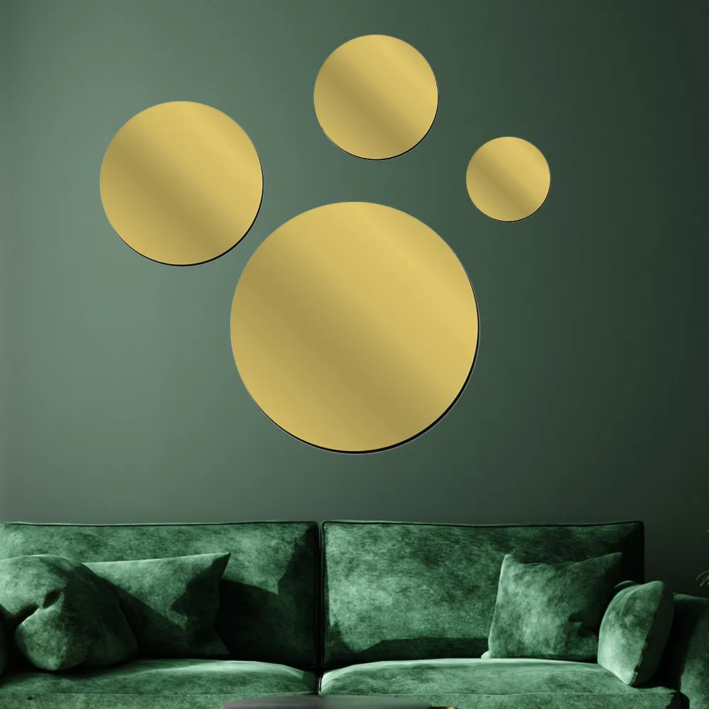 Round Self-Adhesive Acrylic Mirror Stickers, Decorative Small Circle ...