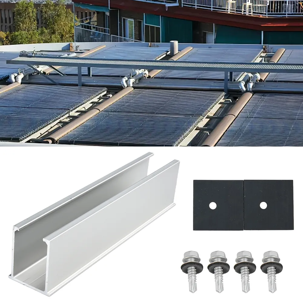 20CM Solar Panel Mounting Rail Aluminum Bracket For Flat Roof PV ...