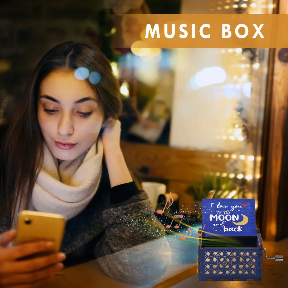 Hand-Crafted Wooden Music Box: Elegant Engraved Design, Exquisite ...