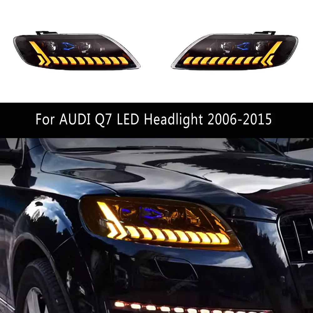 For Audi Q7 LED Headlight Assembly 2006-2015 Car Accessories With DRL Daytime Running Lights ...